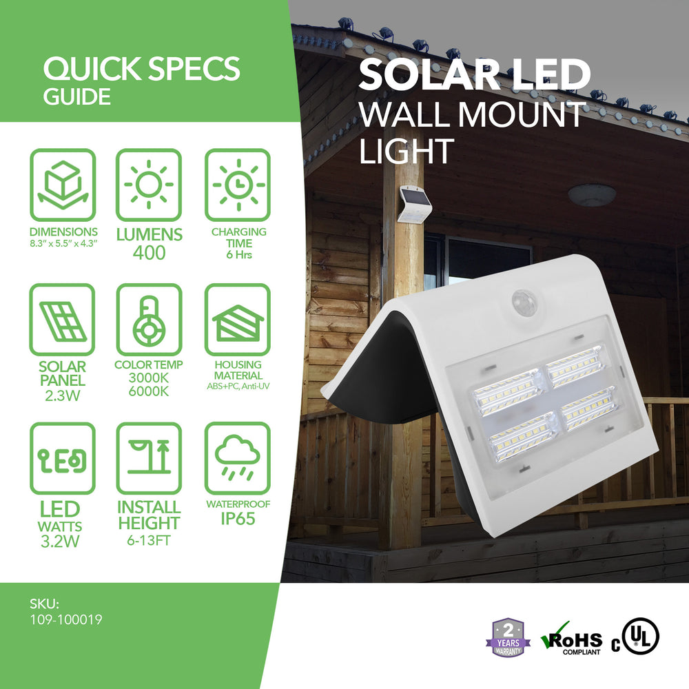 Solar LED Wall Mount Light | LED Solar Garden Light