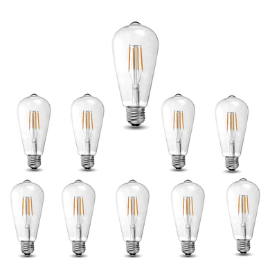 LED Filament Bulb - ST21 - 60 Watt Equivalent - 10 Pack - E26 - Dimmab